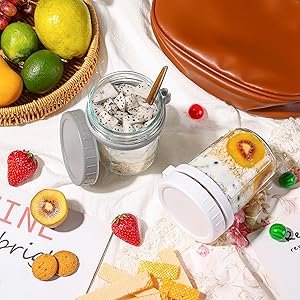 Amazon.com: GUUTRY Overnight Oats Containers with lids and Spoons: 16 oz Mason Jars for ...