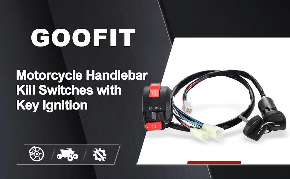 Amazon.com: GOOFIT Motorcycle Handlebar Kill Switches with Key Ignition for 50cc 70cc 90cc 110cc ...