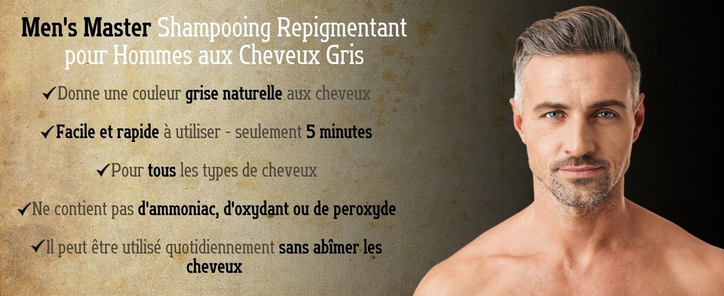 Men's Master Shampoing Repigmentant Cheveux Gris pour Homme | Soin Cheveux Masculins ...