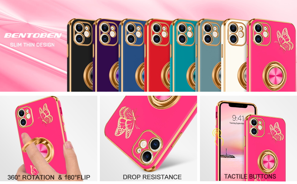 Amazon.com: BENTOBEN for iPhone 13 Case, Phone Case iPhone 13, Slim Fit Cute Butterfly Design ...