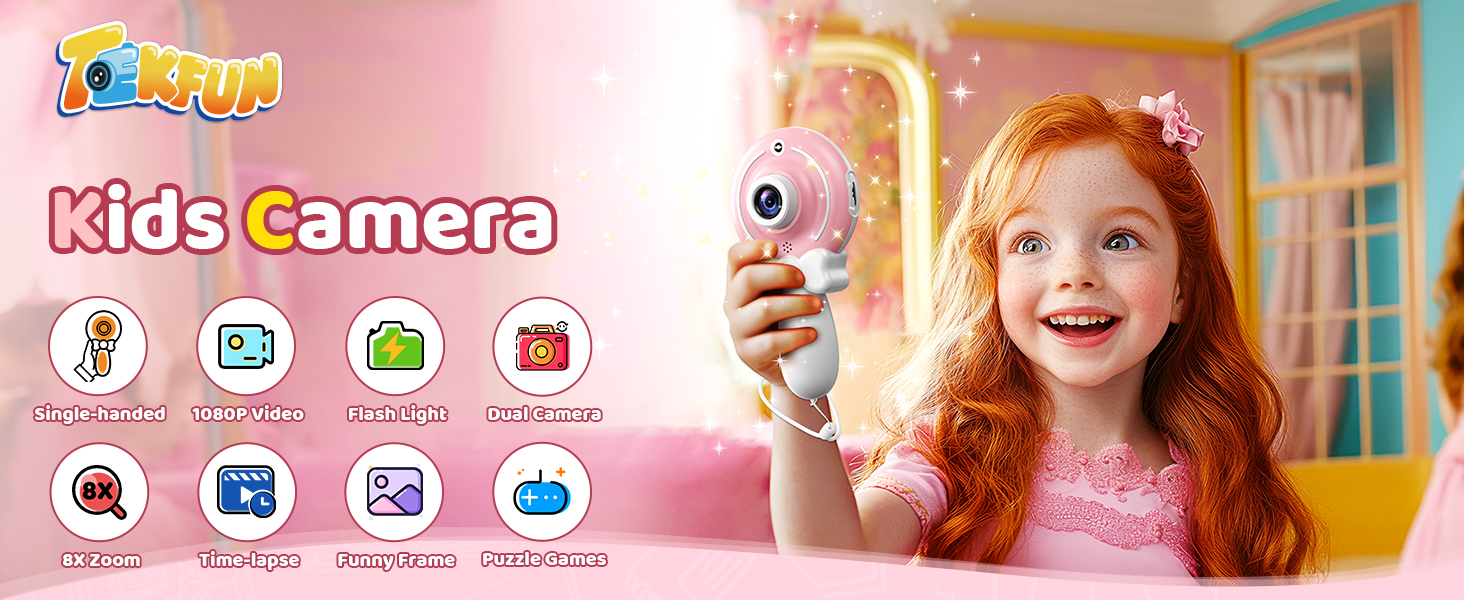Amazon.com: TEKFUN Kids Camera Toy for Girls - Birthday Gifts with Magic Wand Design - Digital ...