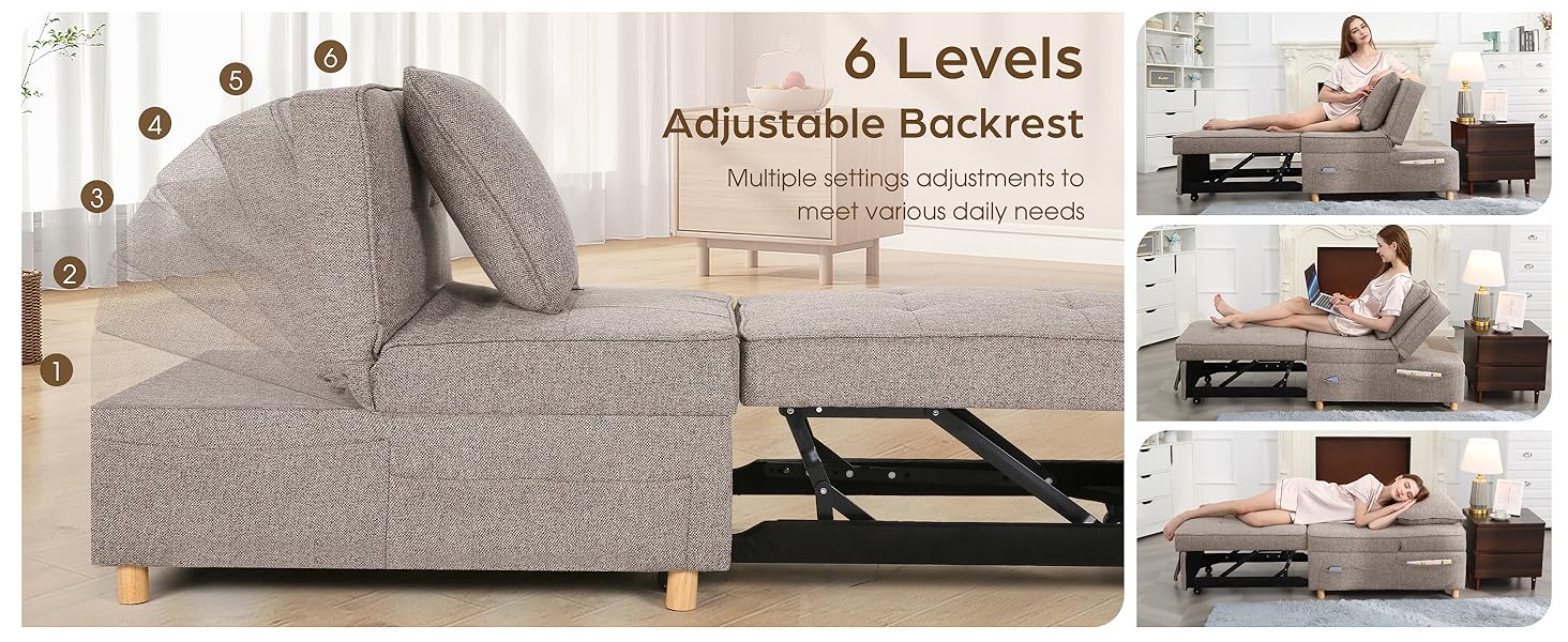 Amazon.com: SEJOV Sofa Bed, 4-in-1 Convertible Sleeper Sofa Chair Bed, 3-Seat Pull out Sofa Bed ...