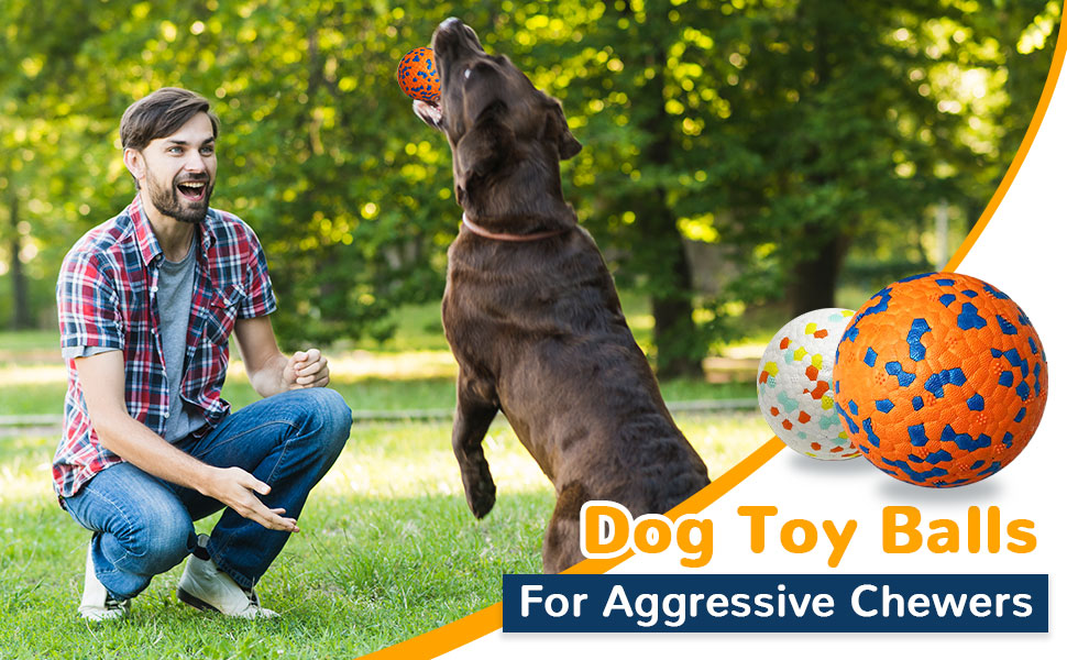 2 Pack Dog Toy Balls Indestructible Dog Tennis Ball Aggressive Chewers 3inch/7.5cm Dog Toys for ...