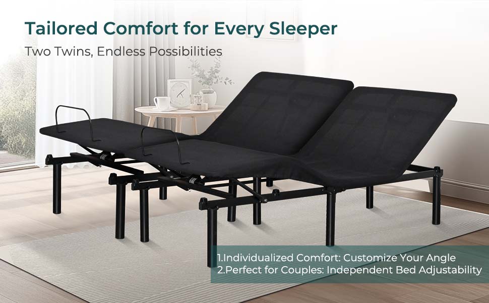 Amazon.com: Tatub Twin XL Adjustable Bed Frame with Head and Foot Incline, Electric Adjustable ...