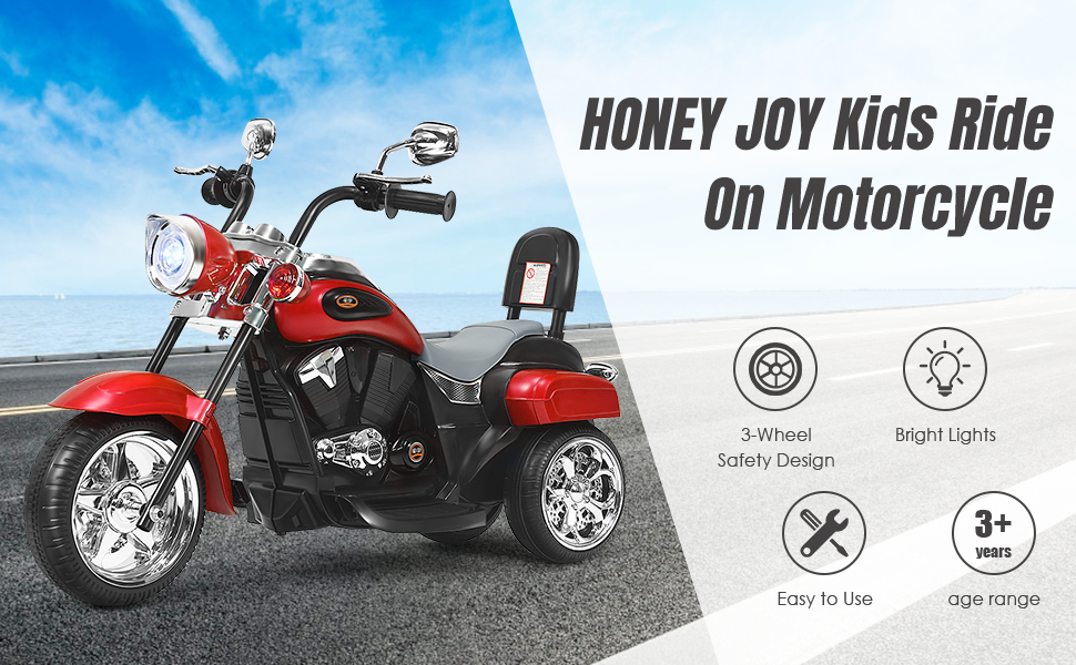 Amazon.com: HONEY JOY Kids Motorcycle, 6V Battery Powered Toddler Chopper Motorbike Ride On Toy ...