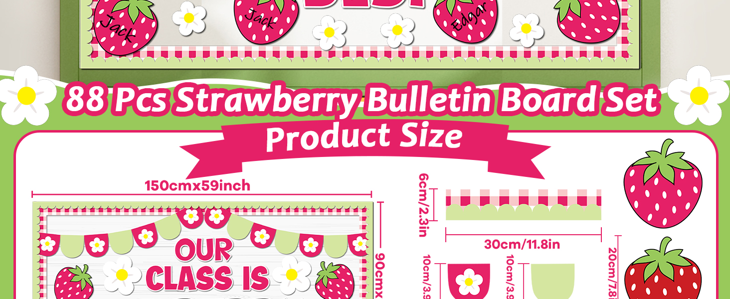 Amazon.com : ZOIIWA Strawberry Bulletin Board Back to School Bulletin ...