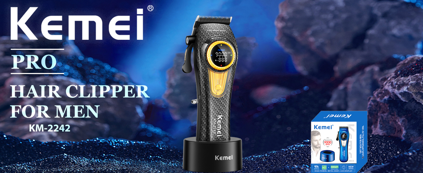 Amazon.com: KEMEI 2242 Professional Hair Clippers for Men, Cordless Barber Clipper with LED ...