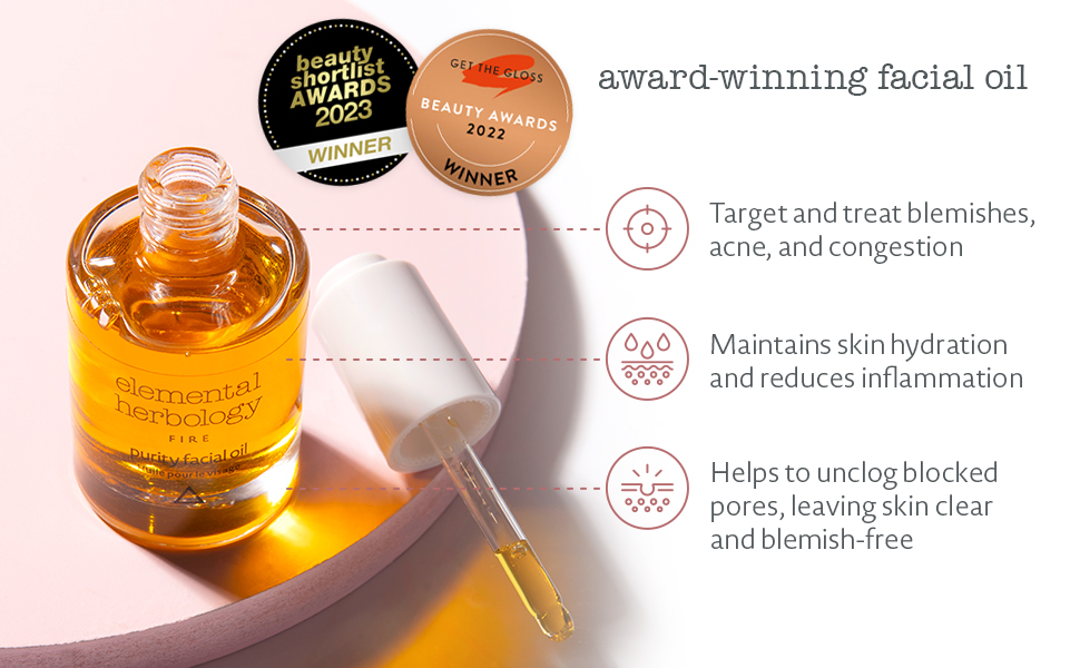 Elemental Herbology Purity Facial Oil, 20ml - Purifying Facial Oil for Oily Skin with ...