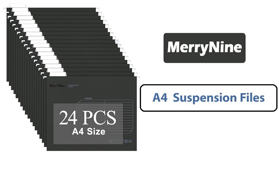 MerryNine A4 Suspension Files, 24PCS Filing Cabinet Suspension Files with Tabs and Card Inserts ...