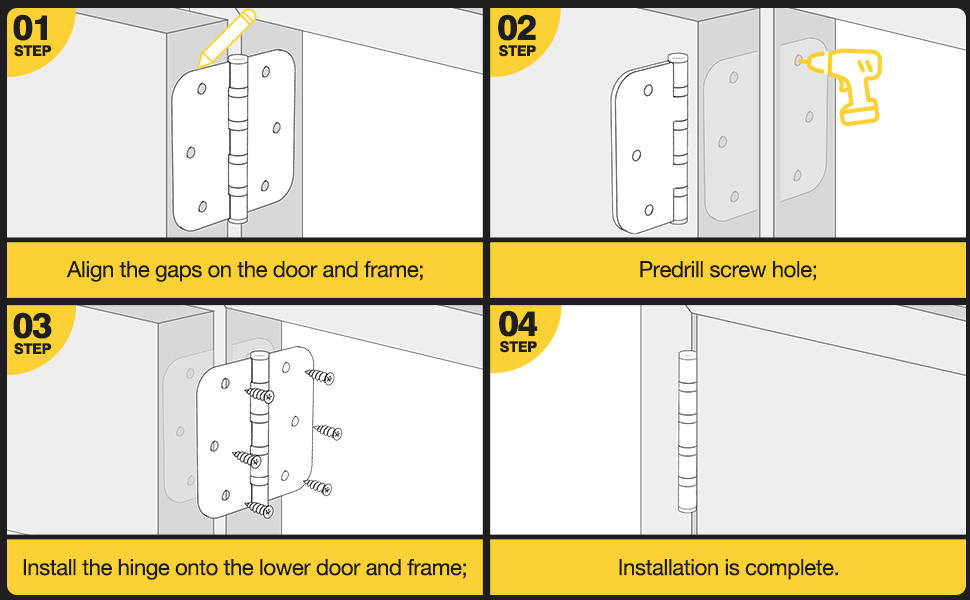 KOLET Ball Bearing Door Hinges, 3.5 Inches Door Hinges, 5/8'' Radius Corner Commercial Grade ...
