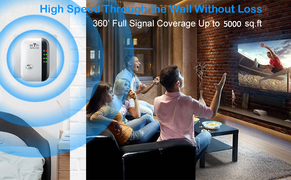 WiFi Extender Signal Booster Up to 5000sq.ft and 50+ Devices, WiFi Range Extender, Wireless ...