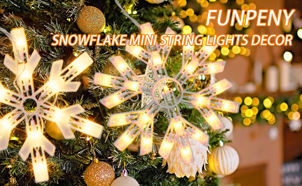 Amazon.com: FUNPENY 8.5 FT Snowflake String Lights with 6 Drops, 100 ...
