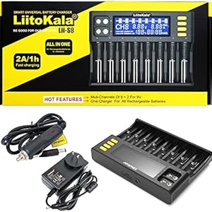 Amazon.com: LiitoKala LII-S8 18650 Battery Charger 8+2 Bay Smart Universal Charger LCD Display ...