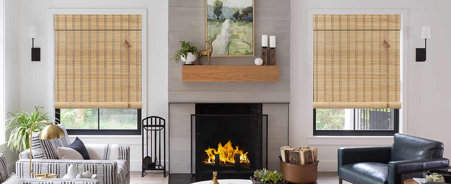 Amazon.com: EVOZEN No Tool No Drill Bamboo Blinds, Bamboo Blinds for ...