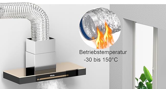 Hon&Guan 100mm Abluftschlauch 2m Länge Doppelte Aluminiumfolie mit 2 Schellen, Flexschlauch für ...