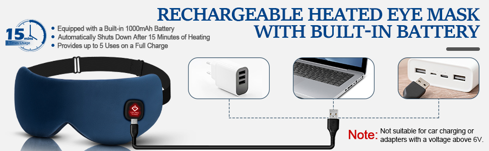 Amazon.com: Cordless Heated Eye Mask for Dry Eyes, Blocking Light Sleeping Mask Warm Eye ...