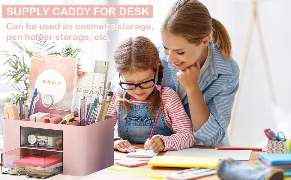 Yuragim Schreibtisch Organizer, Stiftehalter Kinder mit Schubladen Stifte Tisch Aufbewahrung für ...