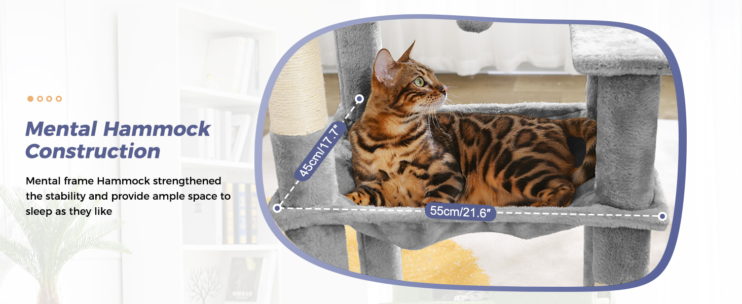 Amazon.com : Meow Sir Large Cat Tree for Large Cats 70 Inches Tall Cat Tower with Large Hammock ...