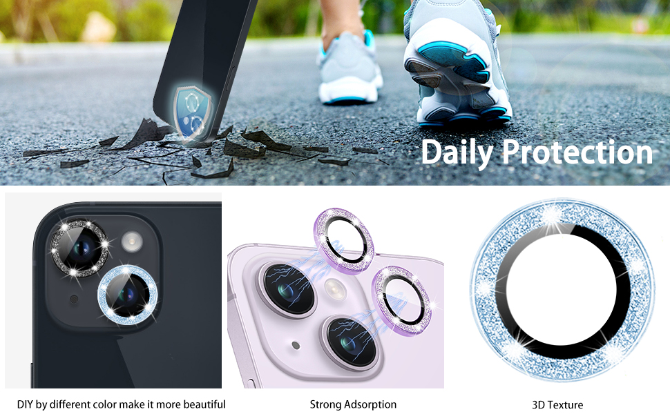 Amazon.com: Hsefo Compatible with iPhone 14 & 14 Plus Camera Lens Protector, Bling Glitter ...