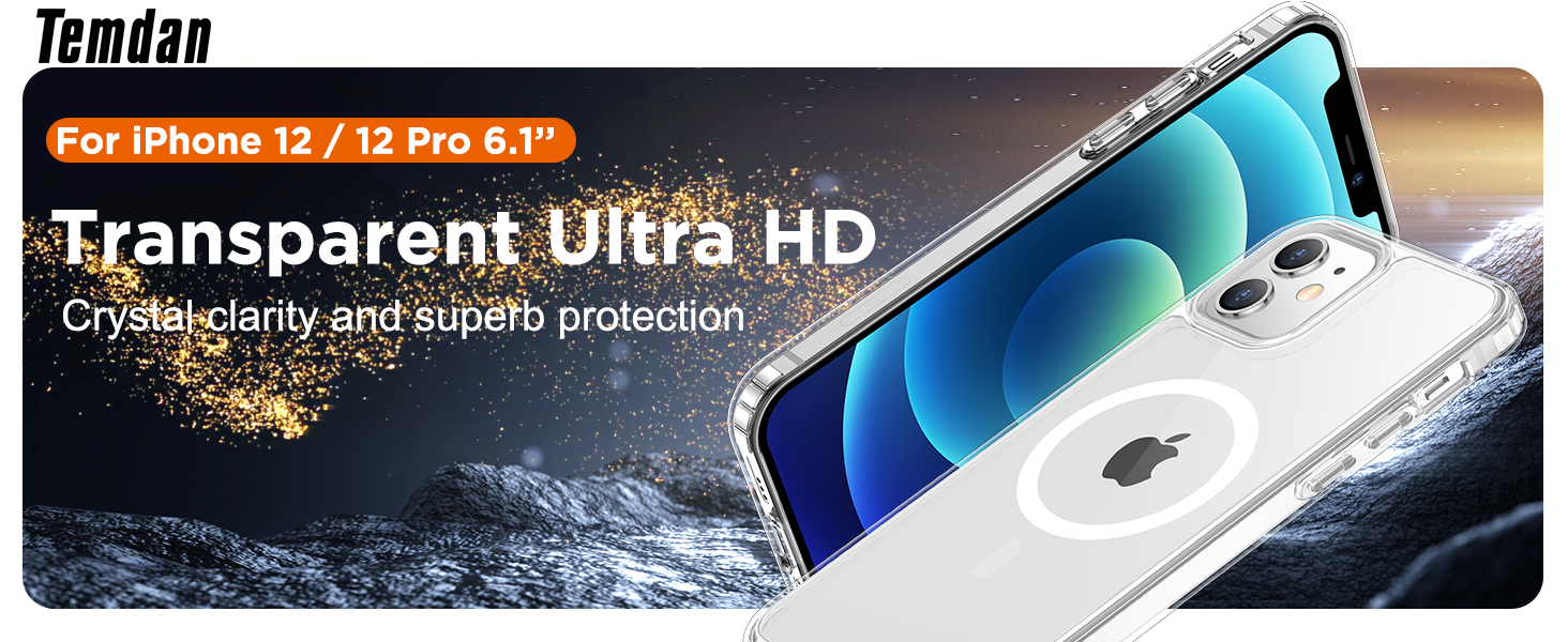 Amazon.com: Temdan Magnetic Case for iPhone 12 Case & iPhone 12 Pro Case Clear,[Compatible with ...