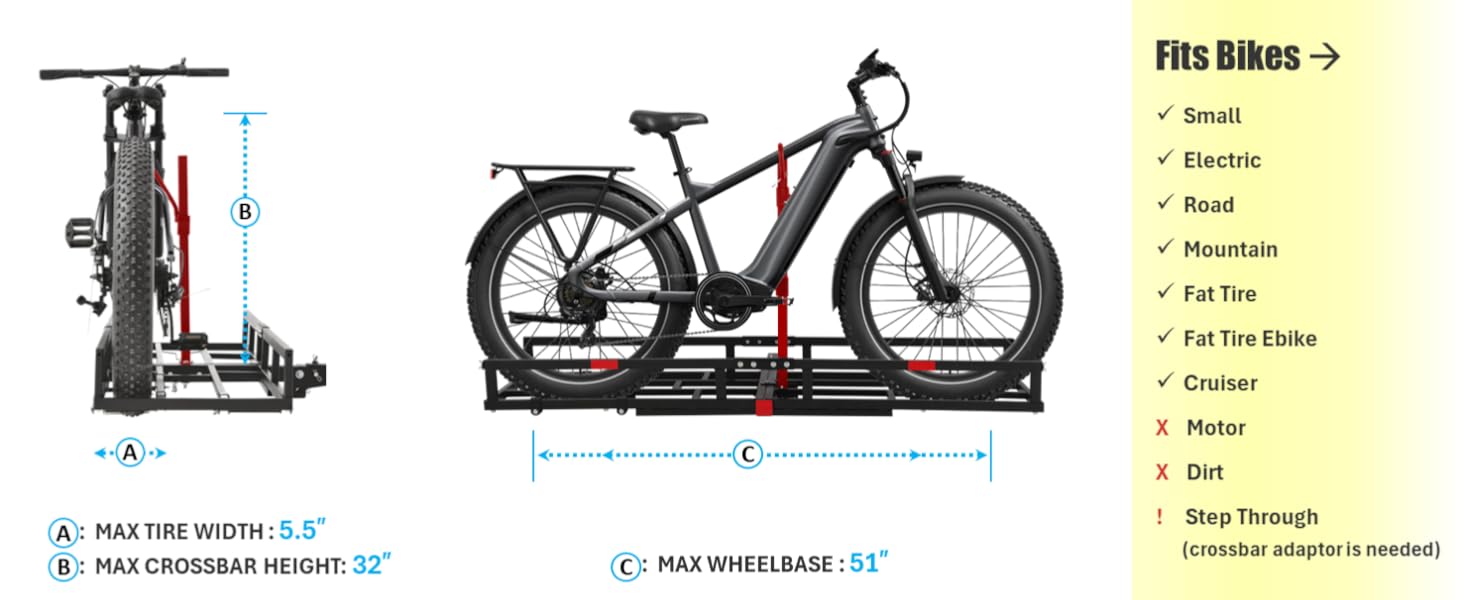 Amazon.com: Hitch-Mount Bike Rack for Ebike Heavy-Duty - Comes with Cargo Carrier Fits 2 ...