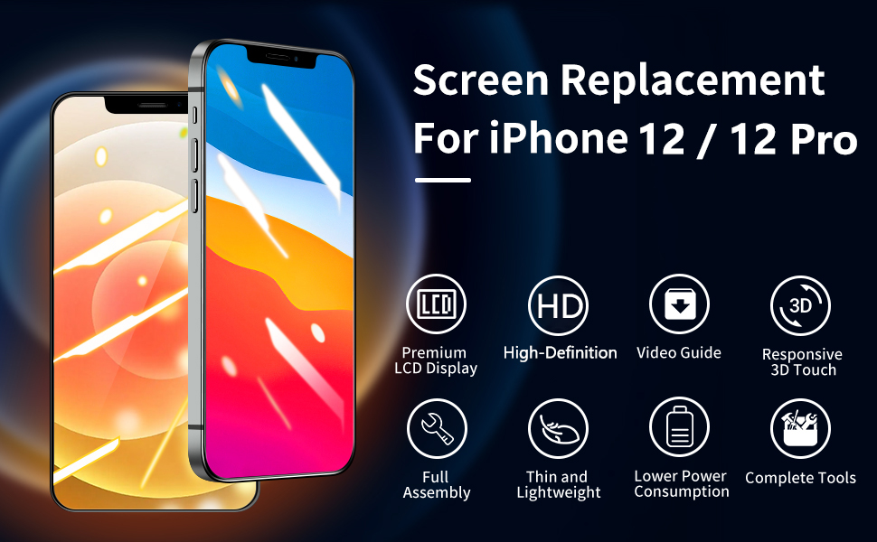 Amazon.com: for iPhone 12 Screen Replacement for iPhone 12 Pro 3D Touch LCD Display Digitizer ...