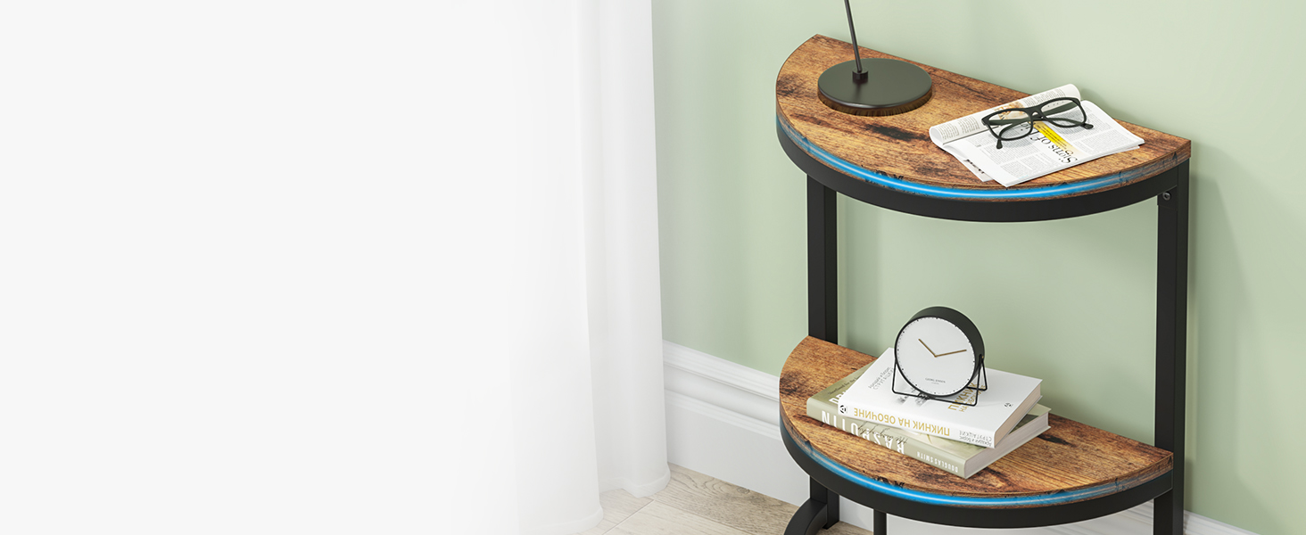 Amazon.com: Tribesigns End Table Semi Circle, Small Half Round Side Table with Storage Shelf ...