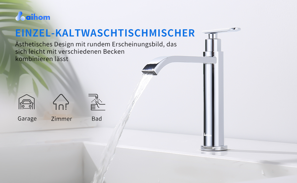AiHom Wasserfall Kaltwasserhahn Wasserhahn Kaltwasser Kaltwasserhahn gäste wc Kaltwasser Armatur ...