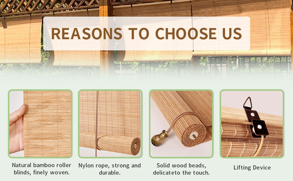 Amazon.com: Bamboo Blinds,Cordless Bamboo Window Shades,Cordless Bamboo ...