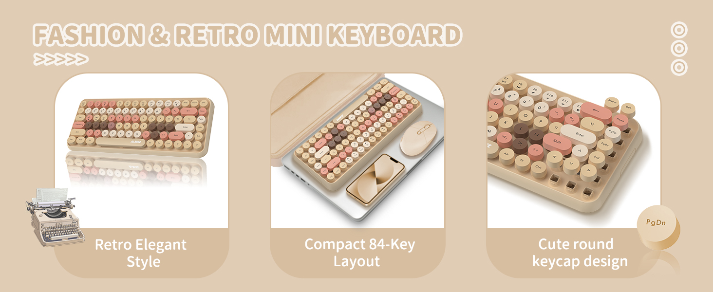 Felicon Wireless Bluetooth Keyboard Mini Portable 84 Key Keyboard Compatible With