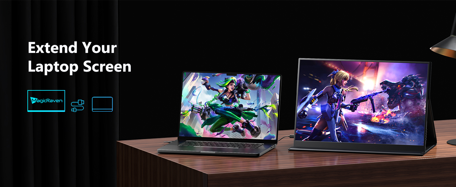 2.5K 144Hz Portable Gaming Monitor - MAGICRAVEN 18" 2560x1600 QHD 100% sRGB Portable Monitor ...