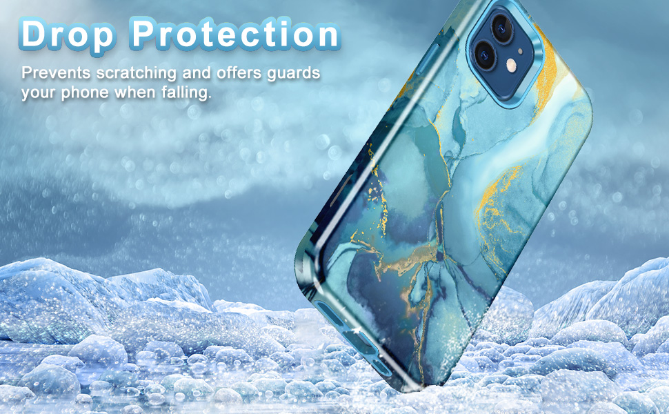 Amazon.com: Btscase iPhone 12/12 Pro Case, Heavy Duty Three Layer Marble Shockproof Full Body ...