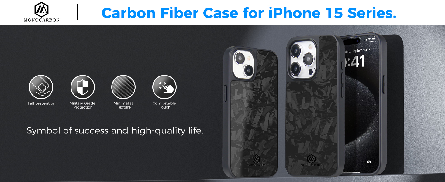 Amazon.com: MONOCARBON Real Forged Carbon Fiber Case for iPhone 15 Pro Max, Premium Minimalist ...