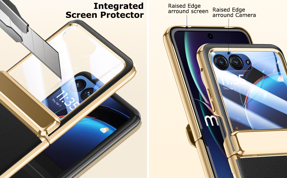 Amazon.com: YQODSZ for Motorola Razr+ Plus 2023 Case with Hinge Protection, Built in Rear Screen ...