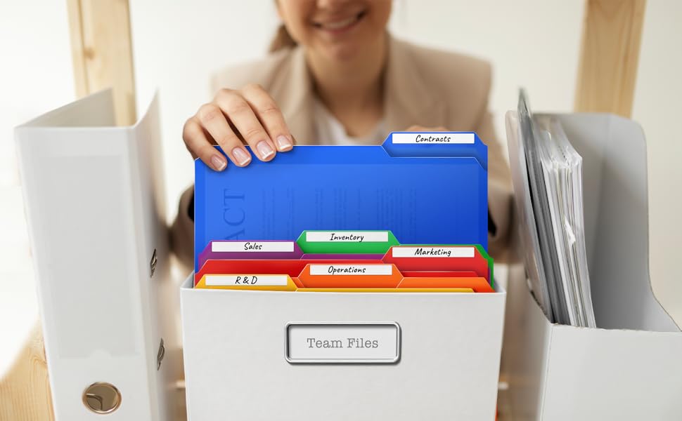 Amazon.com : Dunwell Plastic Colored File Folders - (6 Pack), Sturdy 1/3 Tab File Folders Letter ...