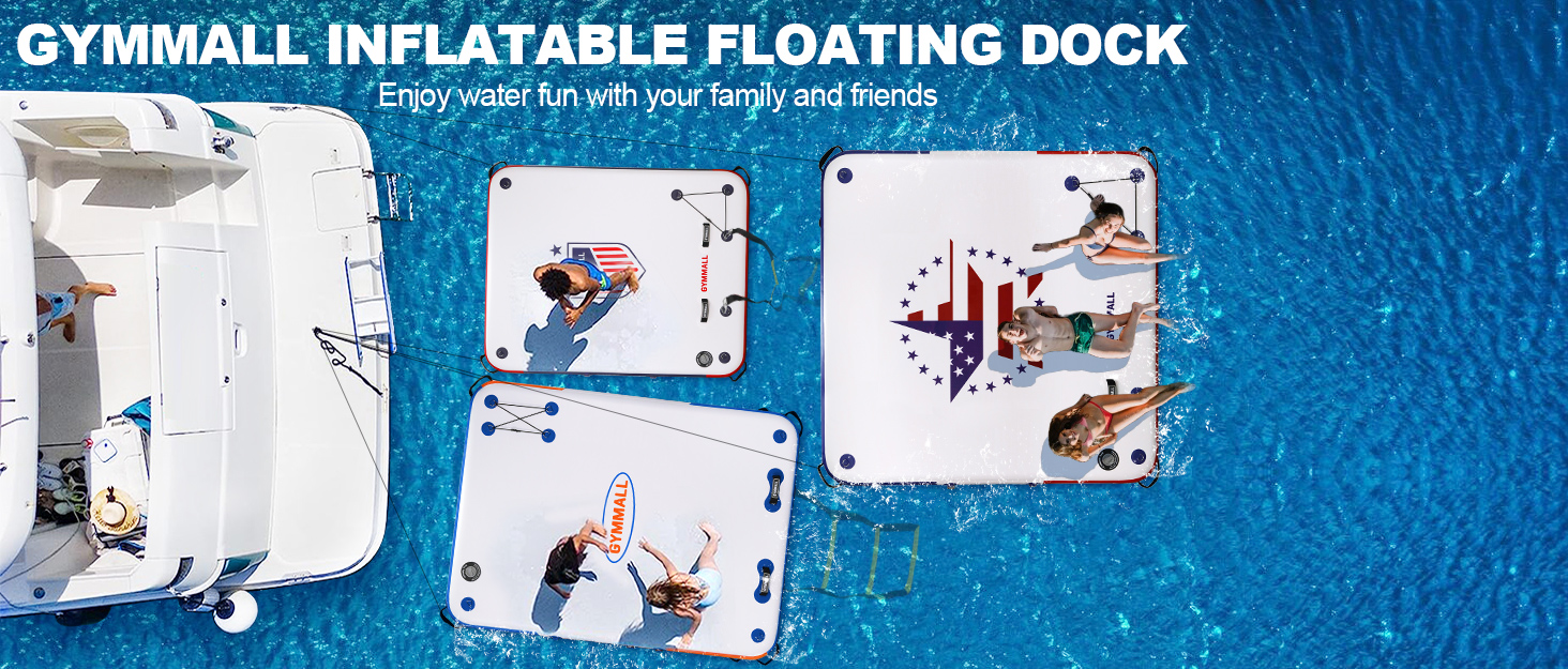 Amazon.com : GYMMALL Inflatable Floating Dock Platform, 5FT/ 6FT/ 8FT ...
