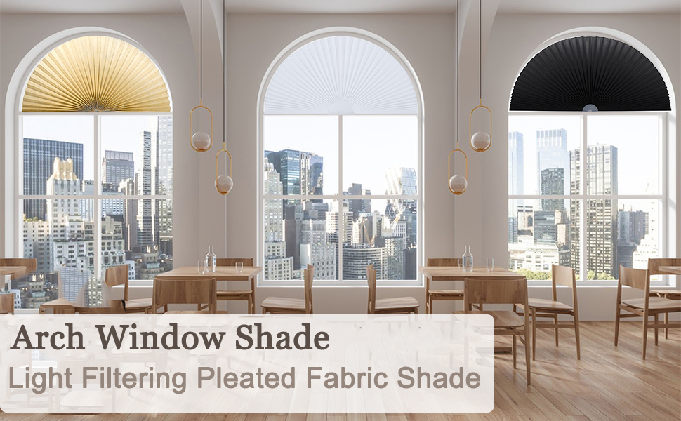 Amazon.com: Jlong Arch Window Shade Half Circle Window Shade Paper Blinds for Windows Cordless ...