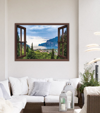 ARTland Wanddeko Wandtattoo selbstklebende Vinylfolie 70x100 cm Fensterblick Fenster Landschaft ...