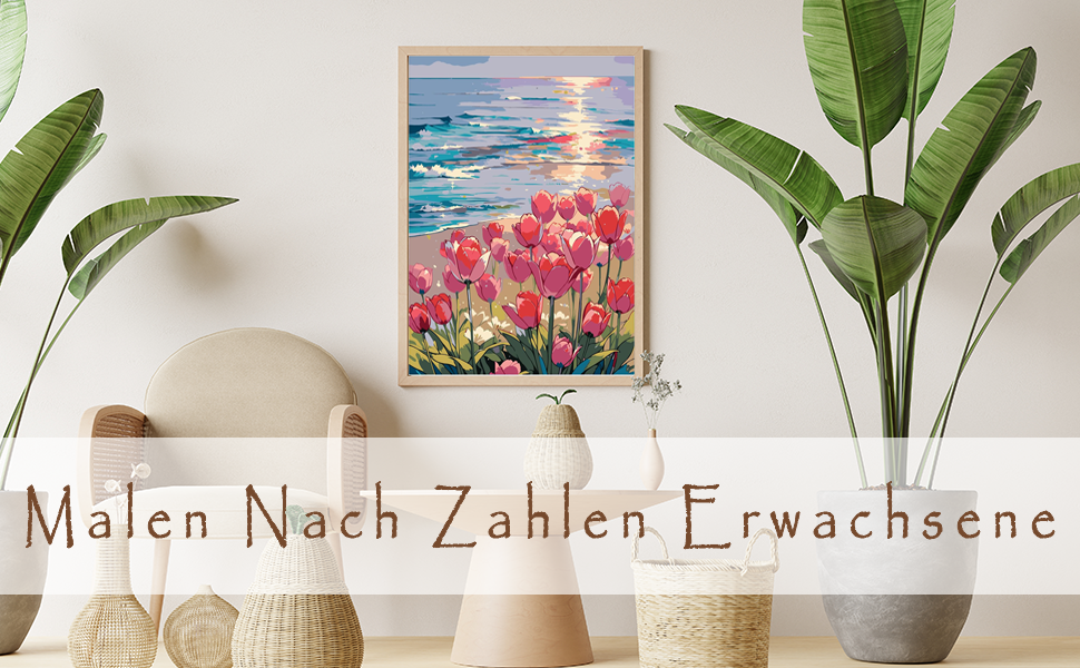 Gutluz Malen Nach Zahlen Erwachsene Blumen am Meer Malen Nach Zahlen Blume Malen-Nach-Zahlen ...