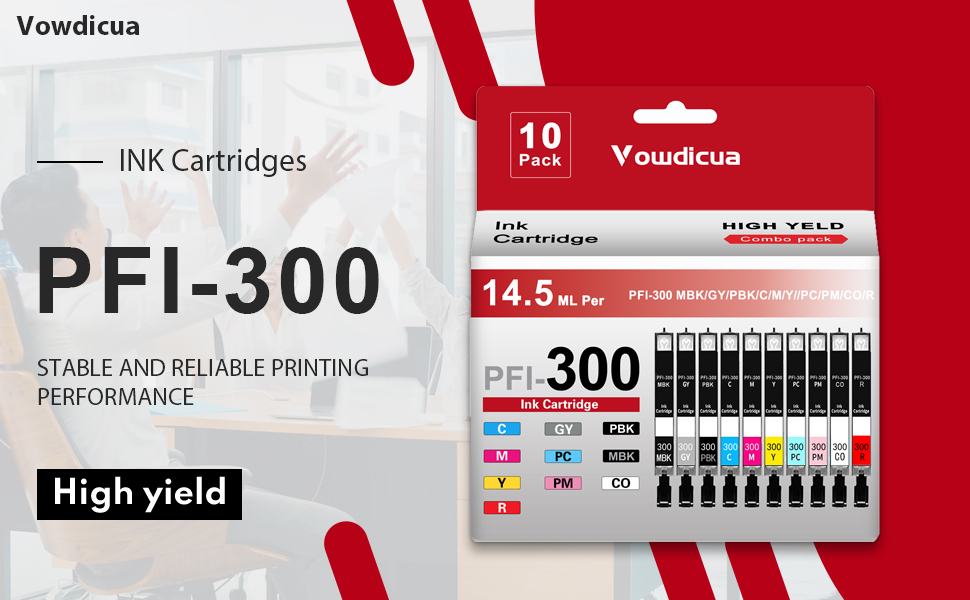 Amazon.com: PFI-300 Ink Cartridges 10-Pack (MBK/PBK/C/M/Y/PM/PC/R/GY/CO) - High Capacity ...