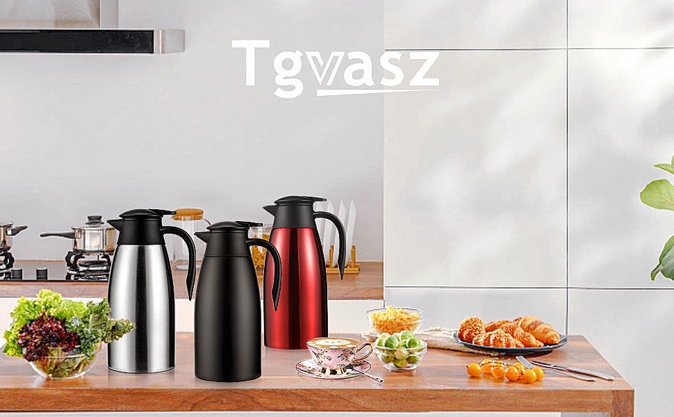 Amazon.com: Tgvasz 68Oz Insulated Carafe for Hot Liquids/Thermal Coffee Carafe, Airpot Stainless ...