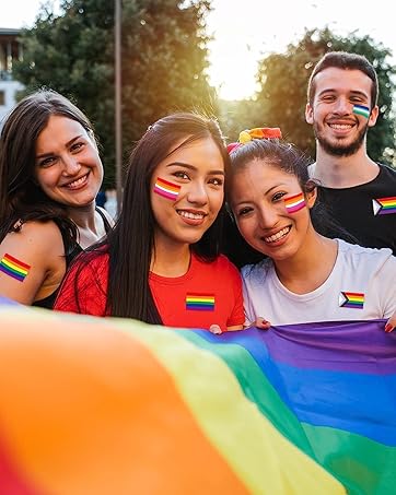 Amazon.com: 500 Pieces 2 x 1.2 Inches Pride Flag Stickers Roll - 8 Patterns Rectangle Self ...