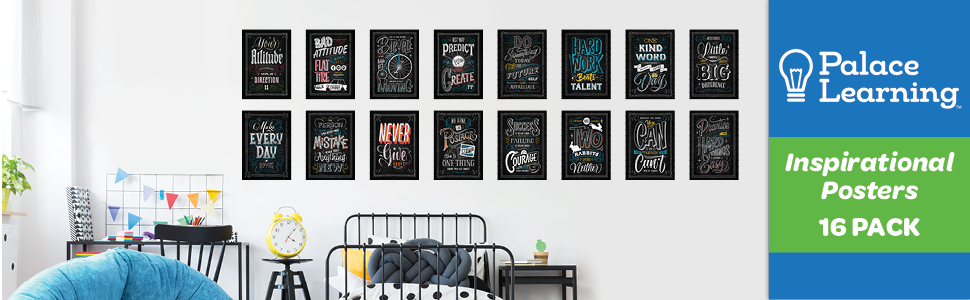 Amazon.com: 16 Inspirational Classroom Posters - Chalkboard ...