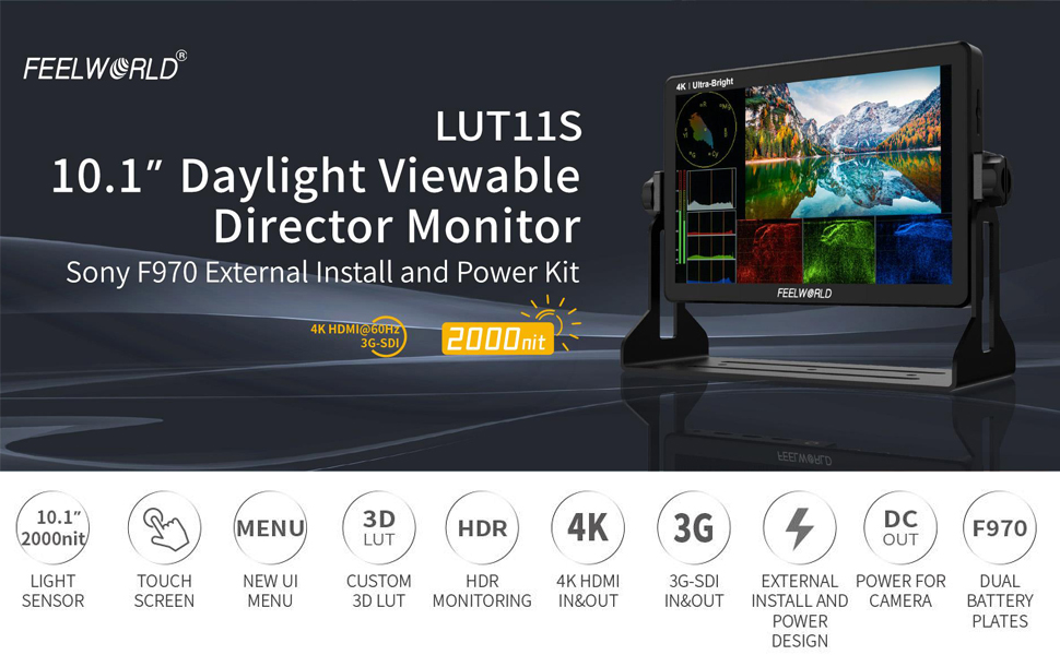 Amazon.com: FEELWORLD LUT11S 10.1 Inch Ultra High Bright 2000nit Touch Screen DSLR Camera Field ...