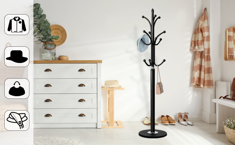 Tenkovic - Perchero de metal con base de mármol natural, perchero no empotrado, resistente árbol ...