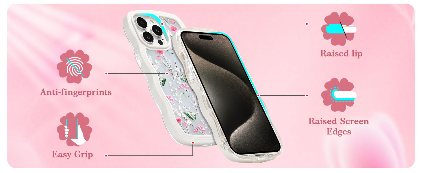 Amazon.com: UEEBAI Wave Frame Clear Case for iPhone 13 Pro Max 6.7 inch, Wavy Flower Case Pretty ...