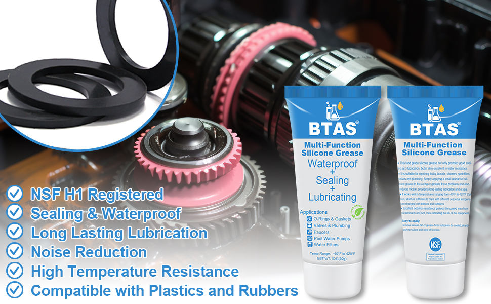 BTAS Plumbers Silicone Grease Food Grade for Faucet O Ring Valve Rubber Pool Pump Lubricant ...
