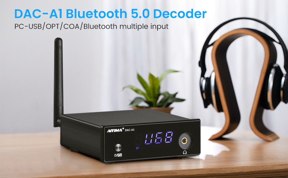 AIYIMA DAC-A1 Mini-Kopfhörerverstärker ES9018Q2M Desktop-Decoder HiFi-Stereo-DAC Bluetooth 5.0 ...