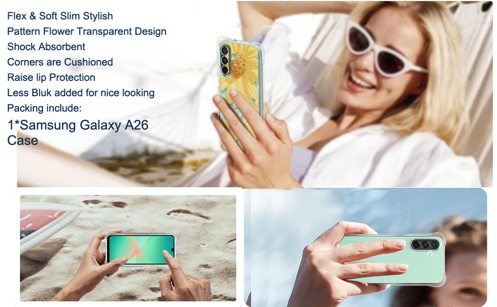 Amazon.com: Osophter for Samsung Galaxy A26 5G Case: Women Girls Flower Floral with Screen ...