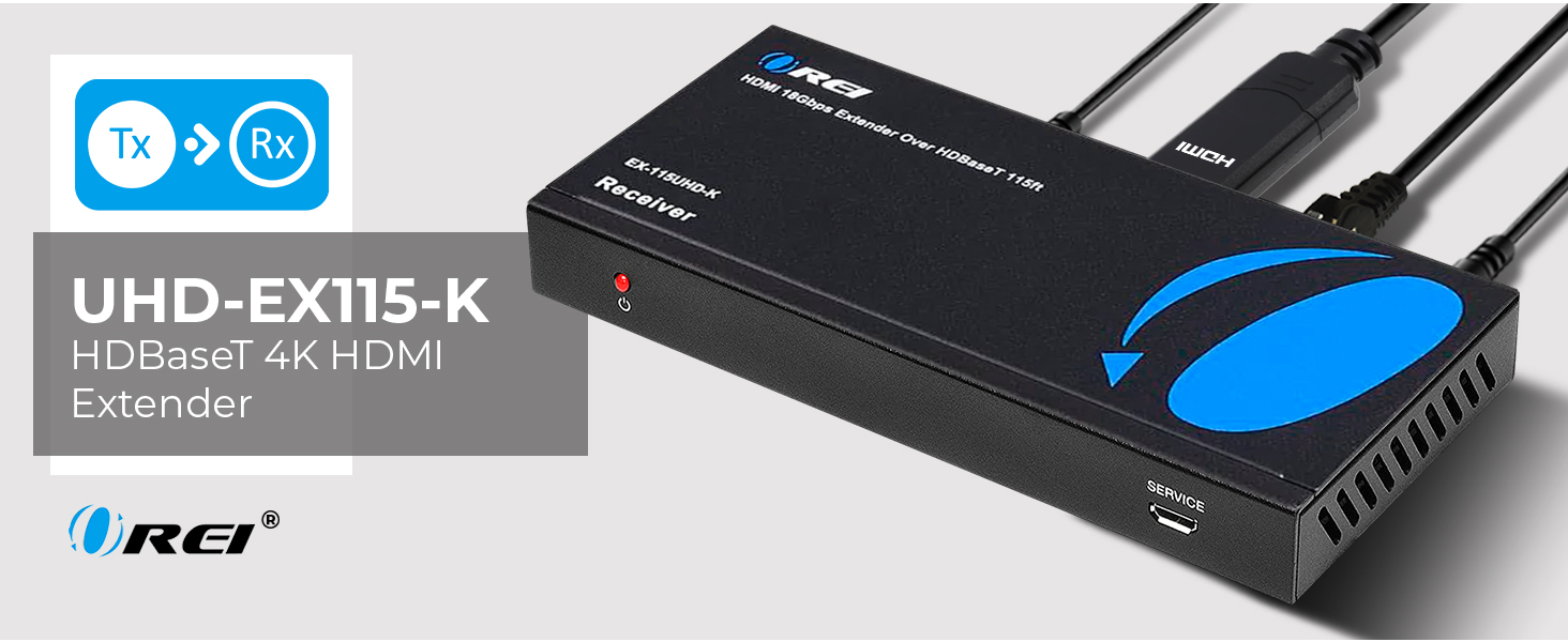Orei HDBaseT 4K 60Hz HDMI Extender Over Cat5e/6 Ethernet LAN Cable - Up to 115 Ft - IR, CEC, RS ...